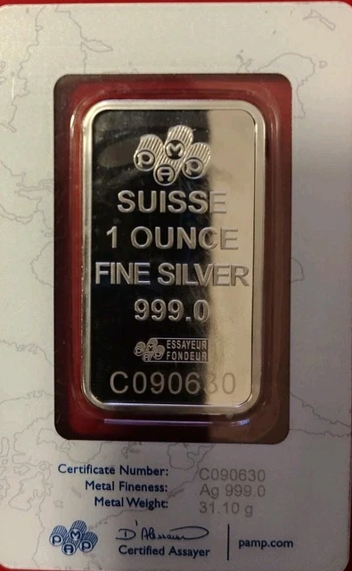 1 OZ .999 Fine Silver Bar PAMP Suisse Lady Fortuna (Assayed & Sealed) £ ...