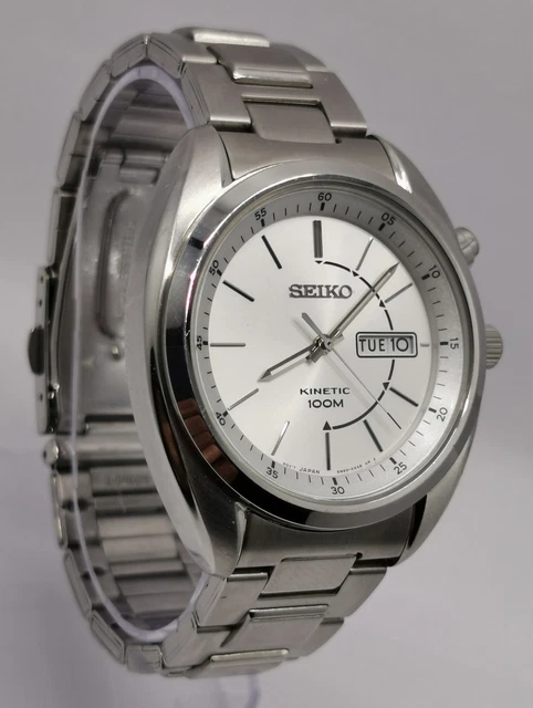 VTG 2002 SEIKO Kinetic 5M63-0AK0 Day Date Stainless Steel 41mm Gents ...