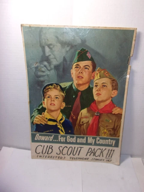 VINTAGE BOY SCOUT SCOUTING Cardboard SIGN Cub Scouts £14.16 - PicClick UK