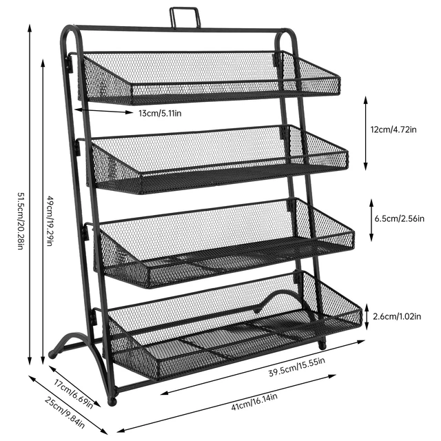 4 TIER CANDY Display Rack Retail Snack Shelving Organizer Black/White ...