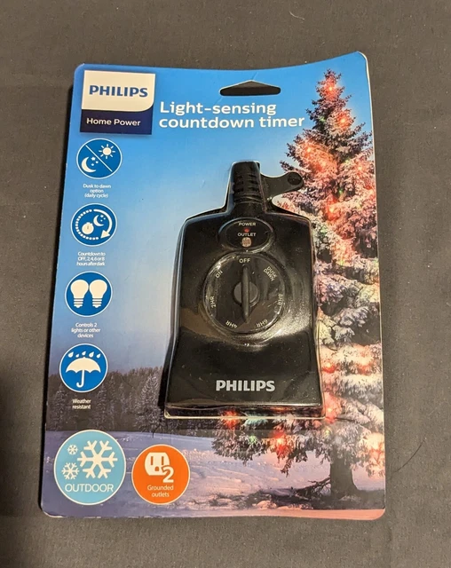 NEW PHILIPS LIGHT-SENSING Countdown Timer, Outdoor, Weather Resistant ...