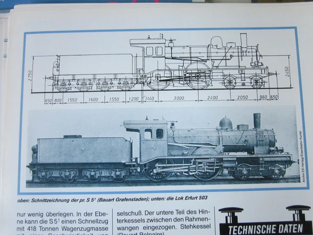 BAHN LOKAUFRISSE DAMPF Schnellzug S 27 pr. S 5.1 Bauart Grafenstaden ...