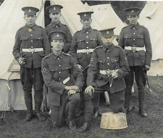 WW1 REAL PHOTO Postcard RAMC Royal Army Medical Corps Soldiers Camp ...