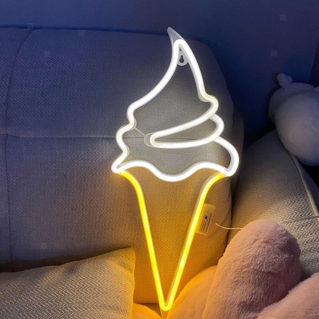 BIG ICE CREAM LED Neon Sign USB/Battery Operated Dimmable for Indoor ...