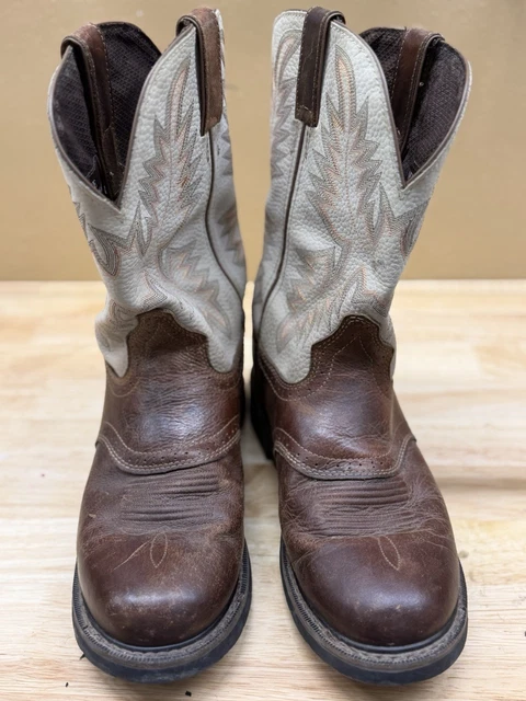 JUSTIN ORIGINAL TOE Western Work Boots Brown Men's Size £31.74 ...