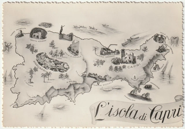 L'ISOLA DI CAPRI - Napoli - Cartolina Cartina Geografica -56799- EUR 3 ...