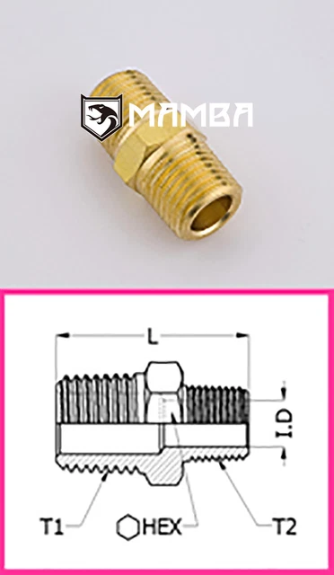 BRASS TURBO ADAPTER Fitting Male Nipple 1” BSP Male to 3/4 BSP Male (50 ...