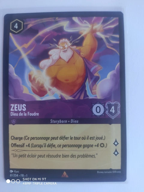 CARTE DISNEY LORCANA Zeus Rare 61/204 Premier Chapitre Fr EUR 3,00 ...