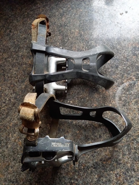 RETRO SHIMANO DEORE XT PD-M735 Pedals with toe clips £31.00 - PicClick UK