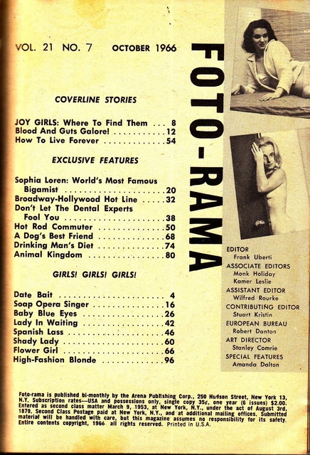 FOTO-RAMA OKTOBER 1966 VICKY RAY Cover SOPHIA LOREN Broadway Hollywood ...