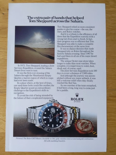 ROLEX WATCH PRINT Ad, GMT MASTER. Ephemera £16.00 - PicClick UK