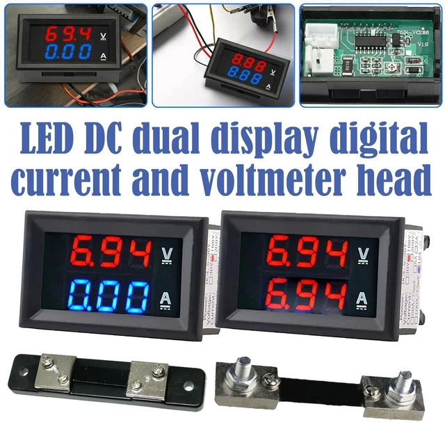 DIGITAL 100V 100A Volt Amp Combo Meter Battery Power Tester with Shunt ...