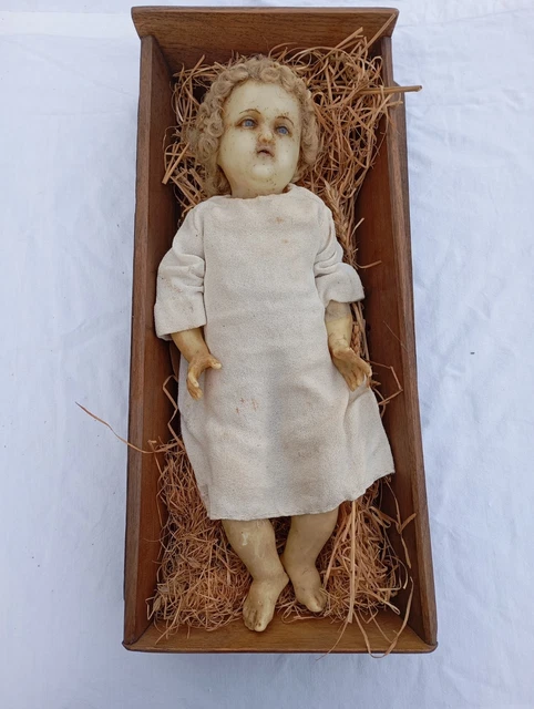 RARE ANCIEN ENFANT jésus de crèche de Noel Fin 19e En Cire 39cm Voir 📸📸 ...