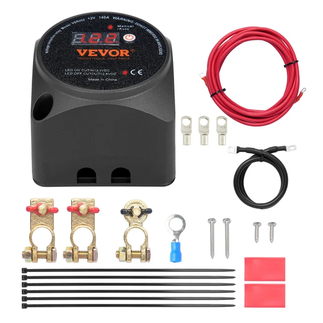 VEVOR SPLIT CHARGE Relay Kit Voltage Sense Relay 12V 140A Dual Battery ...