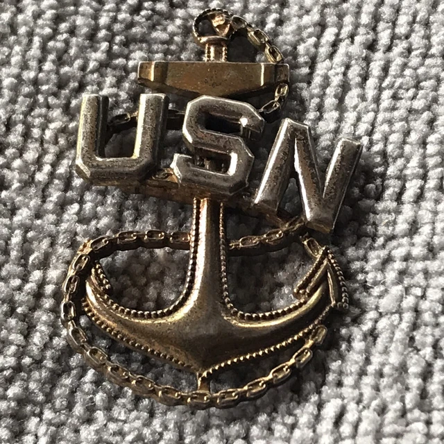 WW2 STERLING SLANTED US Navy Chief Petty Officer Full Size Cap Device ...