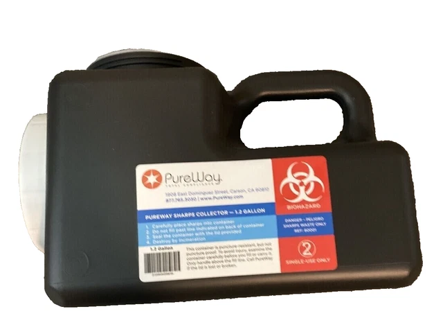 NEW PURE WAY 1.2 Gallon Sharps collector Disposal Container Tub1 $19.34 ...