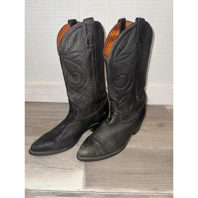 DINGO COWBOY BOOTS Mens Black Pebble Leather Pointed Toe Western 7240 ...