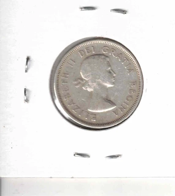 1960 CANADA QUEEN Elizabeth II quarter dollar 25 cent silver coin .800 ...