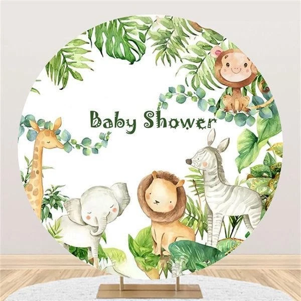 ROUND CUTE ANIMALS Baby Shower Backdrop For Party $38.01 - PicClick AU