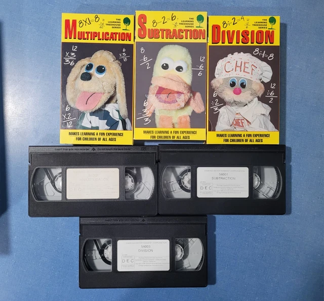 THE LEARNING TREEHOUSE 3 VHS Tapes Kids Math Division Multiplication ...