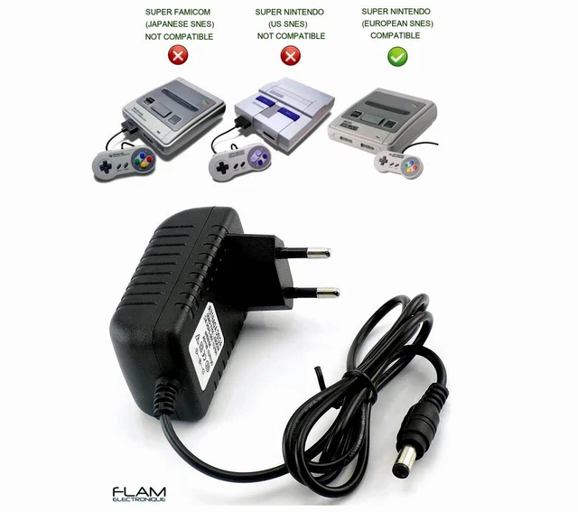 ADAPTATEUR SECTEUR SUPER NINTENDO (Europe) alimentation 9V Power Supply ...
