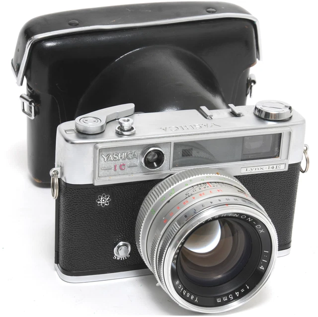 YASHICA LYNX 14-E 35mm rangefinder camera w. Yashinon-DX 1.4/45mm lens ...