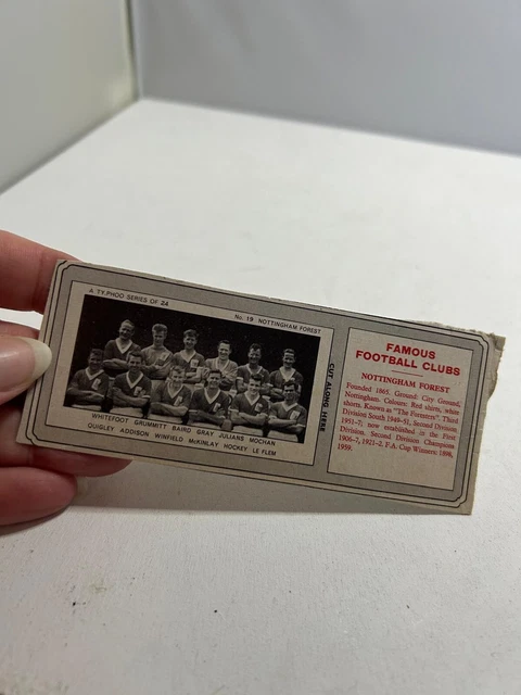 VINTAGE TYPHOO FAMOUS Football Clubs Nottingham Forest Cutout 1960's £2 ...