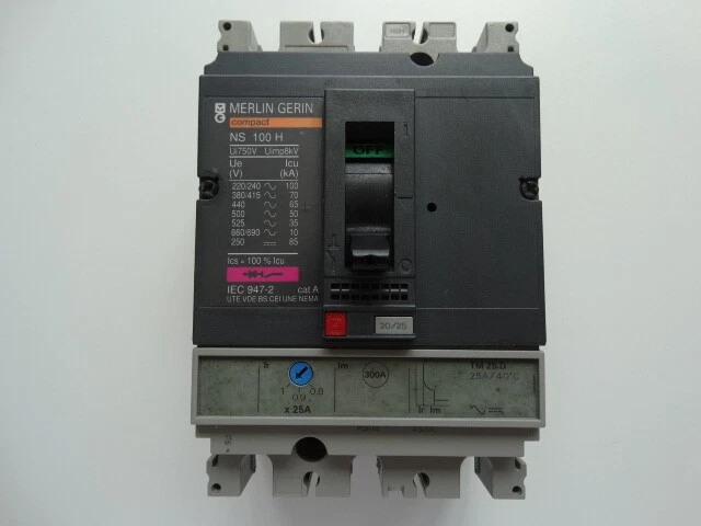 MERLIN GERIN COMPACT NS100H 25A Triple Pole MCCB BSEN60947-2 - 20-25A ...