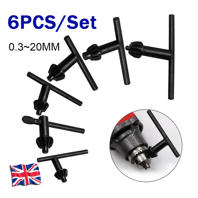 6PCS UK CHUCK Key Replacement drill Chuck Key 6-Size Chuck Keys 11mm ...