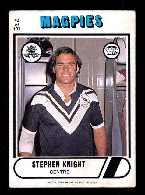 1976 SCANLENS NRL RUGBY LEAGUE CARD #42 Stephen Knight Western Suburbs ...