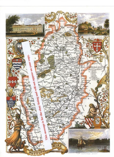 AN 1990'S COPY of a 1830's map of Nottinghamshire, (Approx. size A4). £ ...