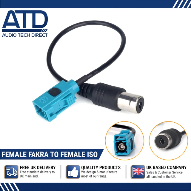 FEMALE FAKRA TO Female ISO Aerial Antenna Adapter Converter Car Stereo ...