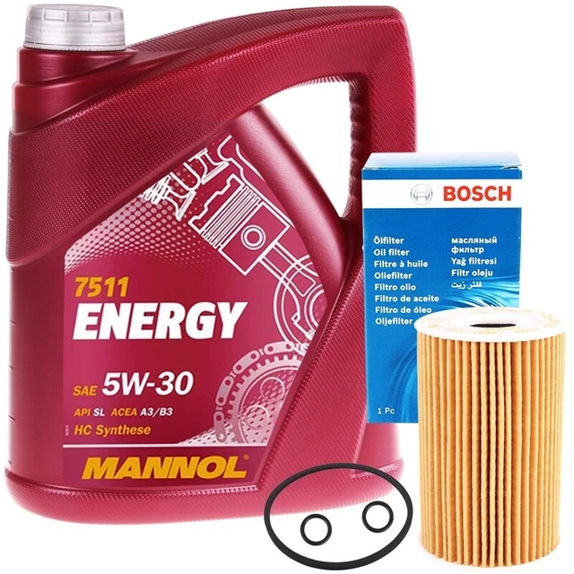 BOSCH OIL FILTER + 5 liters 5w-30 engine oil mannol energy 5w30 for VW ...