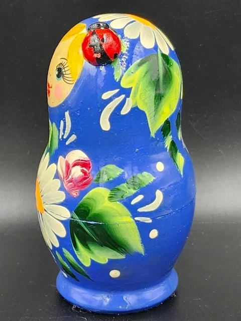 MATRYOSHKA NESTING DOLL Ladybug Blonde Daisies Traditional Russian 1 ...