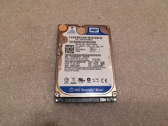 HARD DISK WESTERN Digital Scorpio Blue WD3200BPVT-75ZEST0 320GB 5400RPM SATA 2.5 EUR 25,00 ...