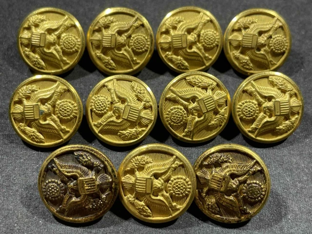LOT X11 WW2 WWII US Army Military Uniform Buttons Waterbury Button Co ...