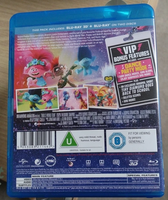 TROLLS WORLD TOUR 2D + 3D Blu-ray Anna Kendrick Justin Timberlake EUR 2 ...
