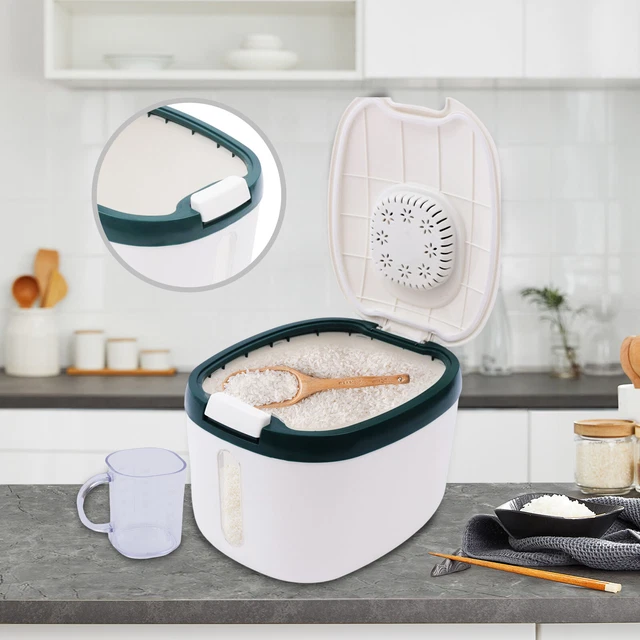 RICE STORAGE BOX 5kg Container Grain Dispenser Food Bucket Sealed ...