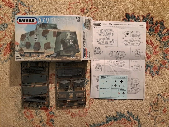 EMHAR A7V STURMPANZER German WWI tank 1:72 Model Kit £1.75 - PicClick UK
