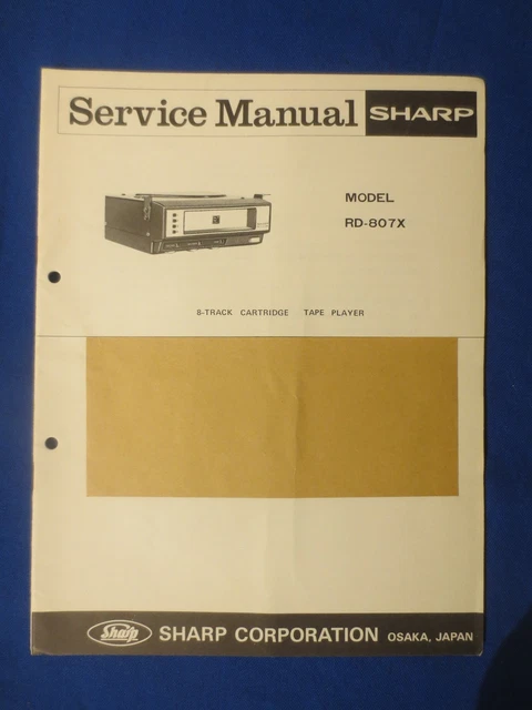 SHARP RD-807X 8 Track Service Manual Schematic Factory Original The Real Thing $10.66 - PicClick CA