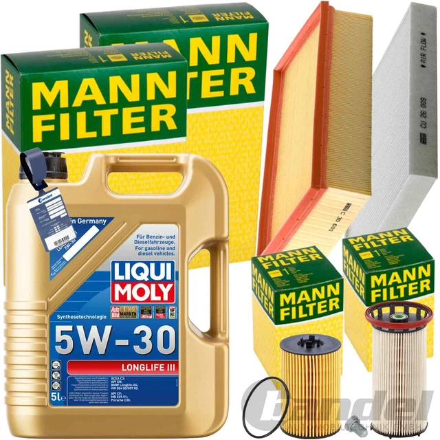 MANN INSPEKTIONSPAKET+5L LIQUI MOLY 5W-30 ÖL passend für AUDI A3 8V GOLF 7 TDI EUR 104,90 ...