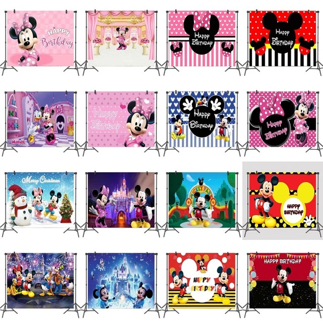 DISNEY MICKEY MINNIE Mouse Birthday Backdrop Home Party Studio Photo ...
