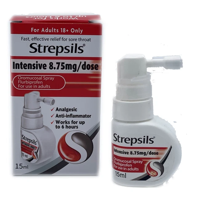 STREPSILS ANALGESIC ANTI INFLAMMATOR SORE THROAT SPRAY 15ml FOR ADULTS ...
