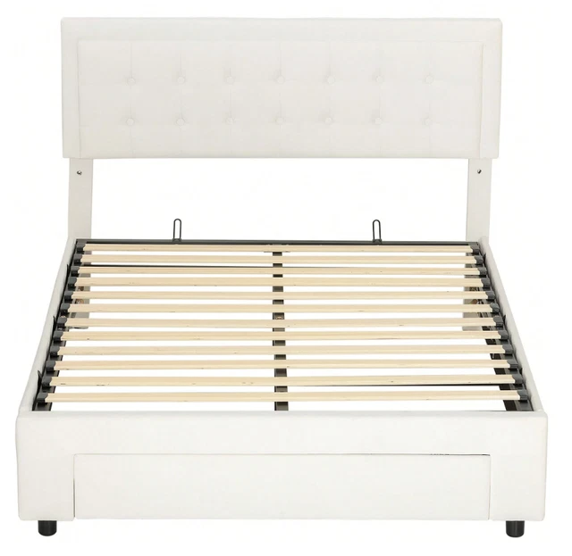 DOUBLE OTTOMAN BED Frame, 4ft6 Gas Lift Storage Bed 2-Level Adjustable ...