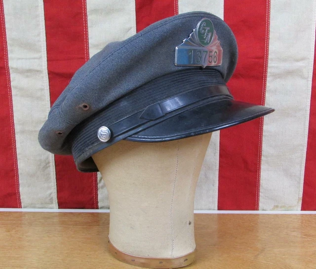 VINTAGE 1940S CHICAGO Transit Authority Drivers Conductors Hat Cap w ...