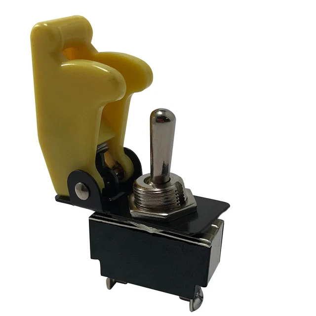 HEAVY DUTY ON Off Metal Toggle Switch 25A 12V & Yellow Switch Flip Up ...