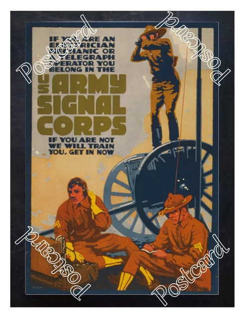 HISTORIC WWI RECRUTIMENT Poster U.S. Army Signal Corps Postcard EUR 4 ...