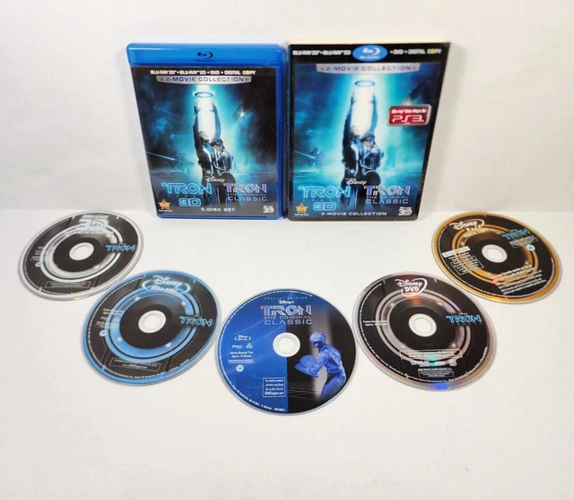 TRON LEGACY BLU-RAY DVD 2011 5 Disc Set Digital Copy 2D 3D Disney Slip ...