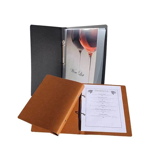 A5 LEATHER MENU RING BINDER with or without pockets & FREE FREIGHT $34. ...