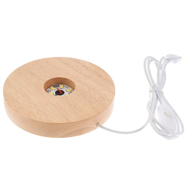 WOOD DISPLAY PEDESTAL LED Light Base Table Crystal Lamp Base sphere ...